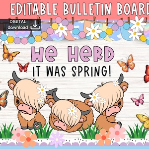 Highland Cow Bulletin Board | Spring Bulletin | Cute Classroom Decor ...