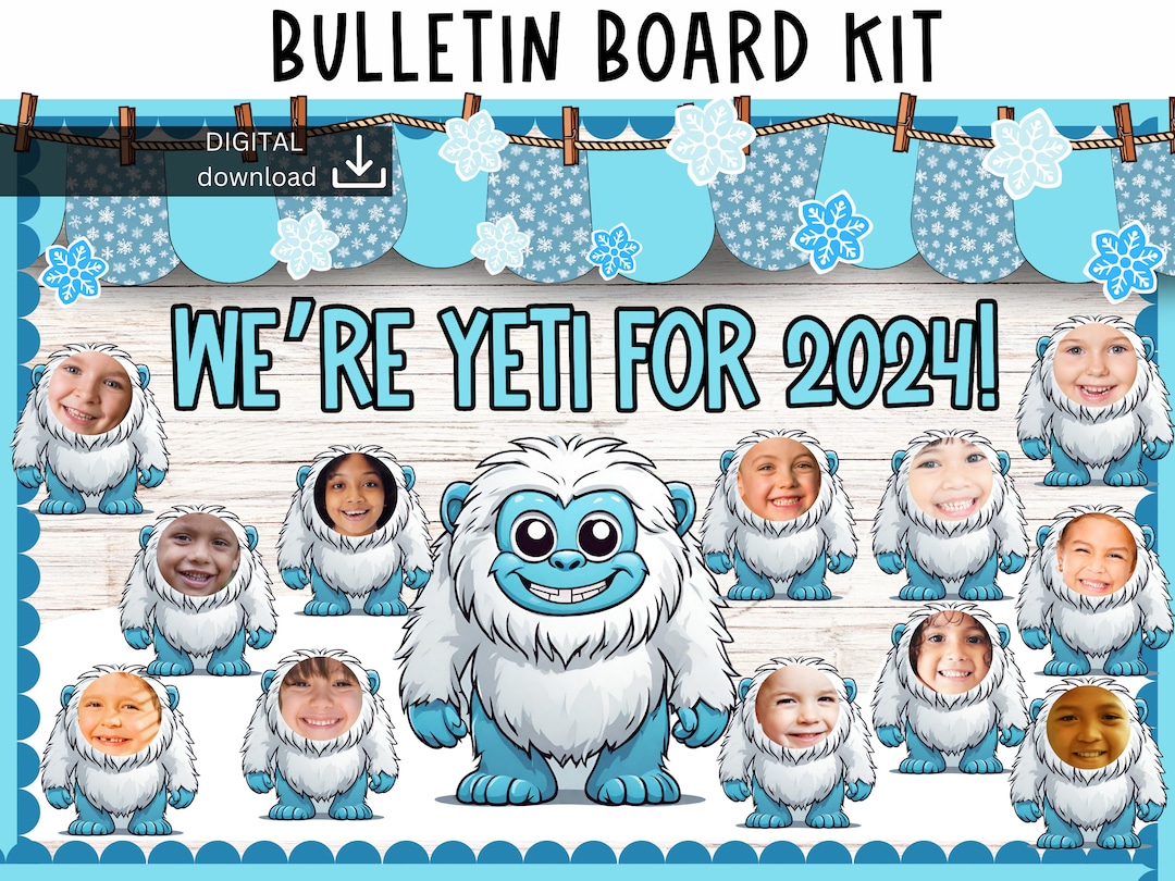 New Year Bulletin Board Childrens Faces Classroom Decor Yeti Bulletin ...