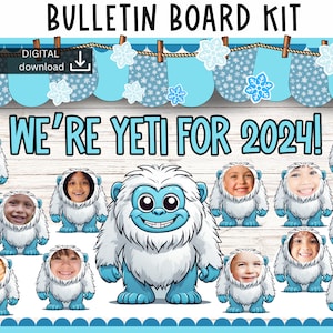 New Year Bulletin Board Childrens Faces Classroom Decor Yeti Bulletin ...