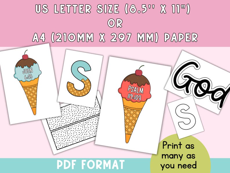 Faith Ice Cream Bulletin Board Kit: Scripture Classroom Decor (digital ...