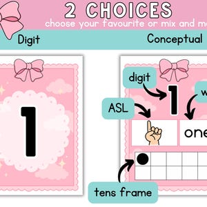 Pastel Number Posters 1-10: ASL, Tens Frame, Classroom Math (PDF ...