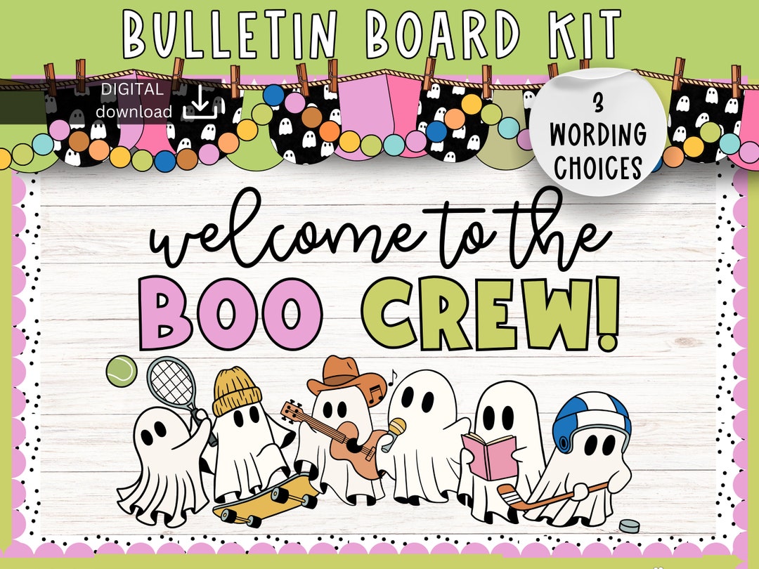 Halloween Bulletin Board Kit | Boo Crew Bulletin Board | Spooky Digital ...