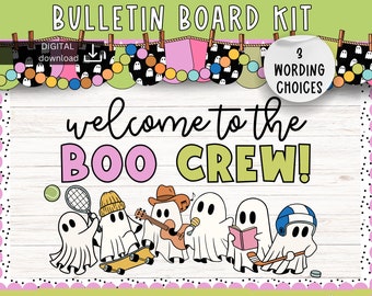 Halloween Bulletin Board Kit | Boo Crew Bulletin Board | Spooky Digital ...