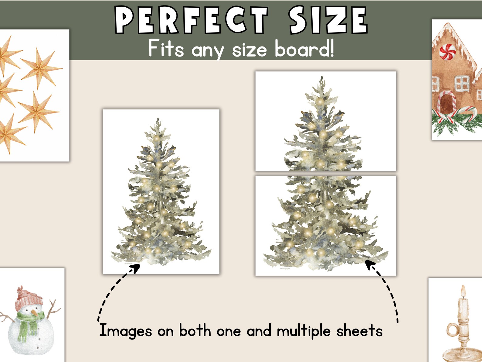 Modern Christmas Classroom Decor Printable Boho Bulletin Board Decor ...