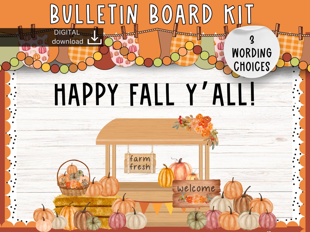 Pumpkin Bulletin Board Kit | Fall Decor Bulletin Board | Digital ...