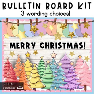 Modern Christmas Classroom Decor Printable | Pastel Christmas Bulletin ...