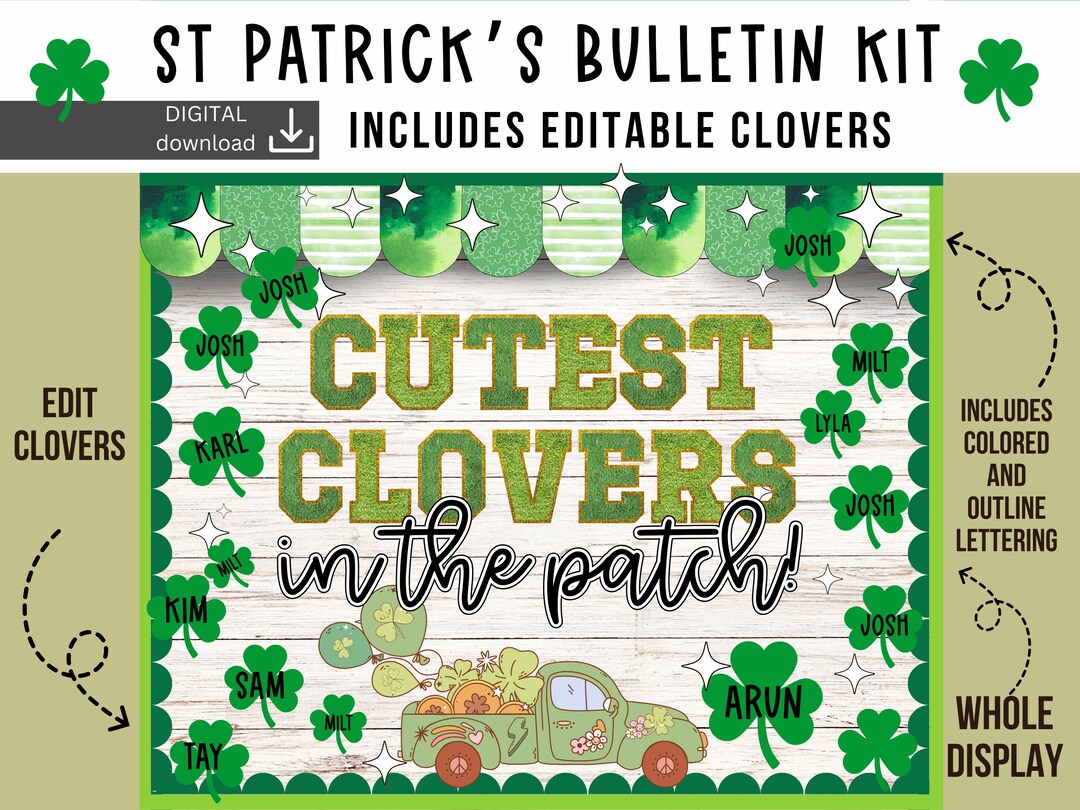 St Patrick’s Day Bulletin Board | Clovers Bulletin Board | Easy ...
