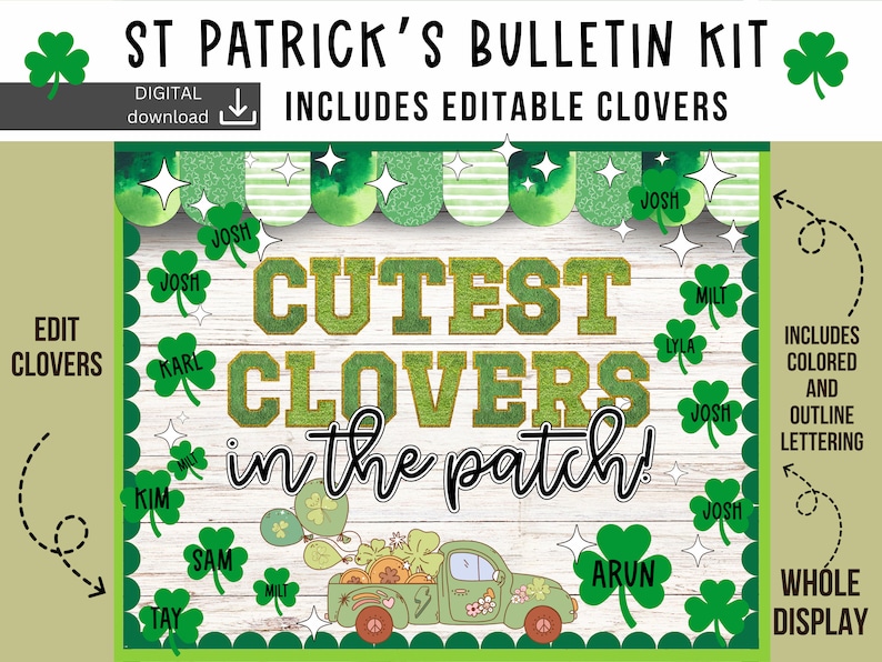 St Patrick’s Day Bulletin Board | Clovers Bulletin Board | Easy ...