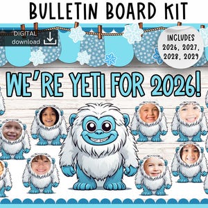 New Year Bulletin Board | Children’s Faces Classroom Decor | Yeti ...