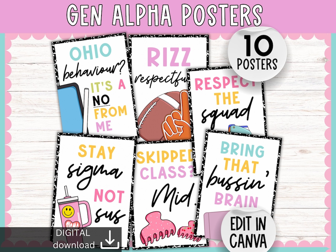 Gen Alpha Slang Posters for School | Middle School Behaviour Bulletin ...