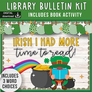Reading Bulletin Board | St Patricks Day Bulletin Board Kit | Library ...