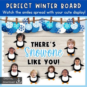 Penguin Bulletin Board Kit | Classroom Decor for Winter | Digital ...