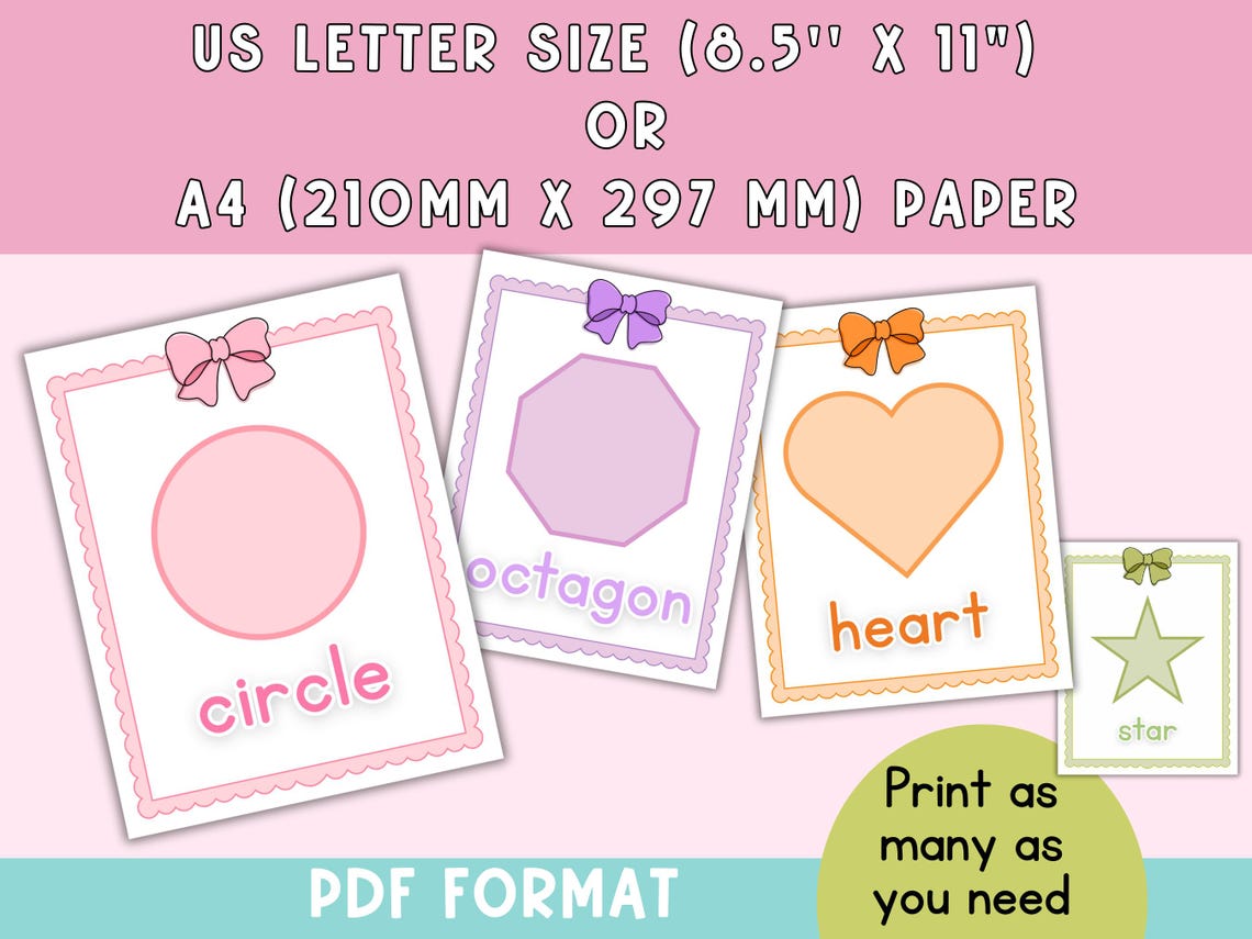 Coquette 2D Shapes Poster Set: Pastel Classroom Math Decor (PDF ...
