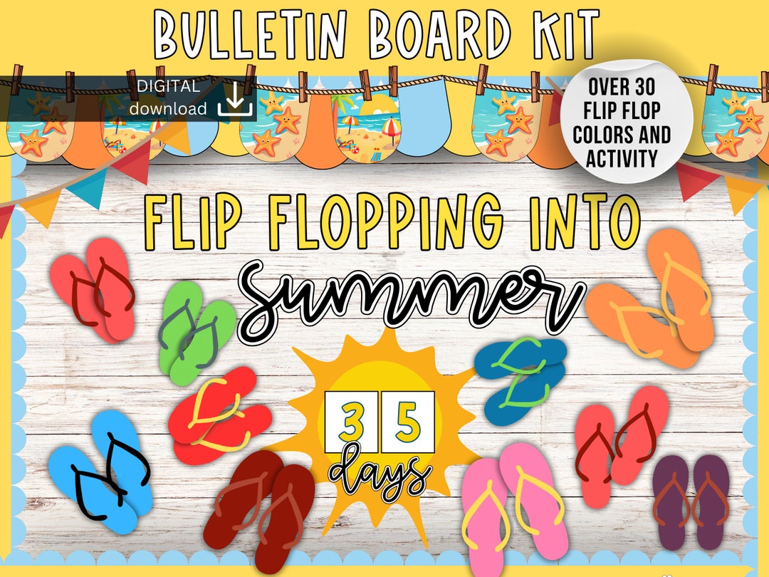 Summer Countdown Bulletin Board | Flip Flop Bulletin Board | Seaside ...