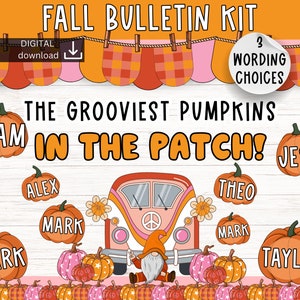 Groovy Fall Bulletin Board Kit | Retro Pumpkin Bulletin Board | Groovy ...
