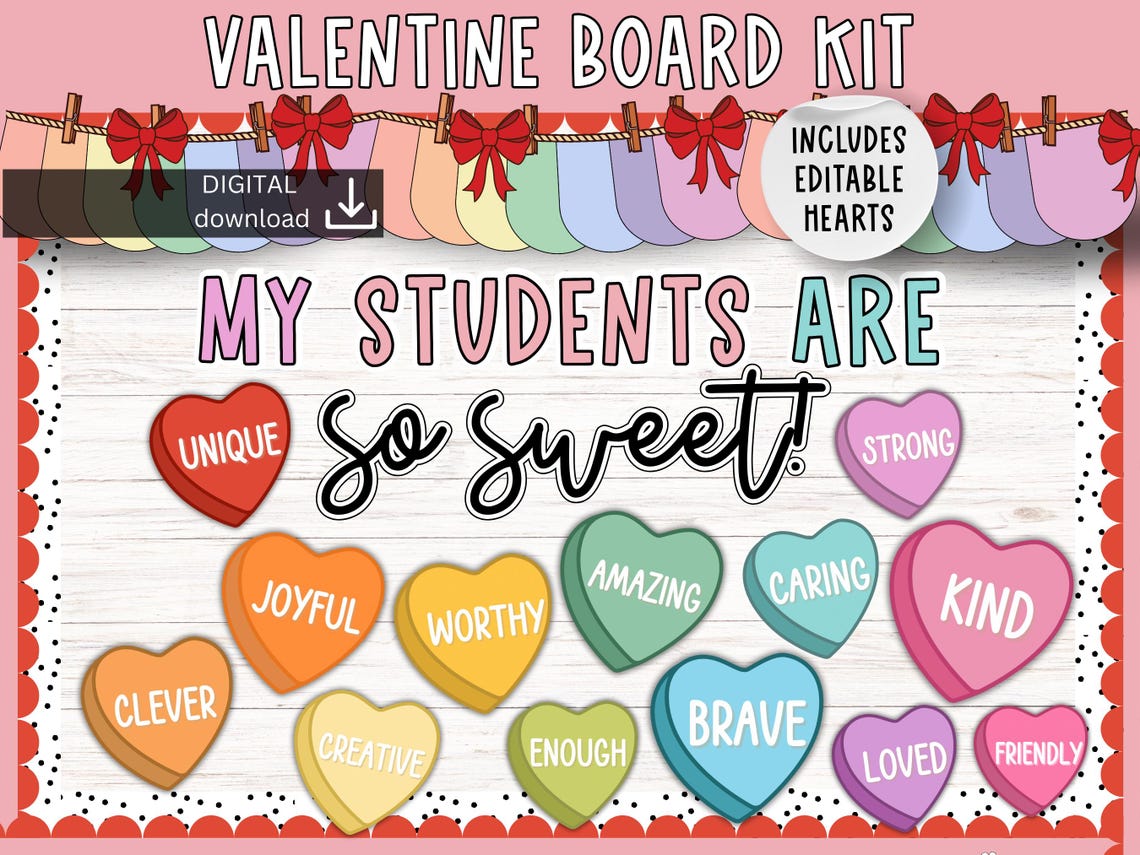 Valentine Bulletin Board | Candy Hearts Bulletin Kit | Wellbeing ...