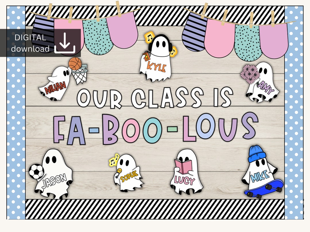 Boo Crew Bulletin Board Kit Pastel Halloween Decor Bulletin - Etsy