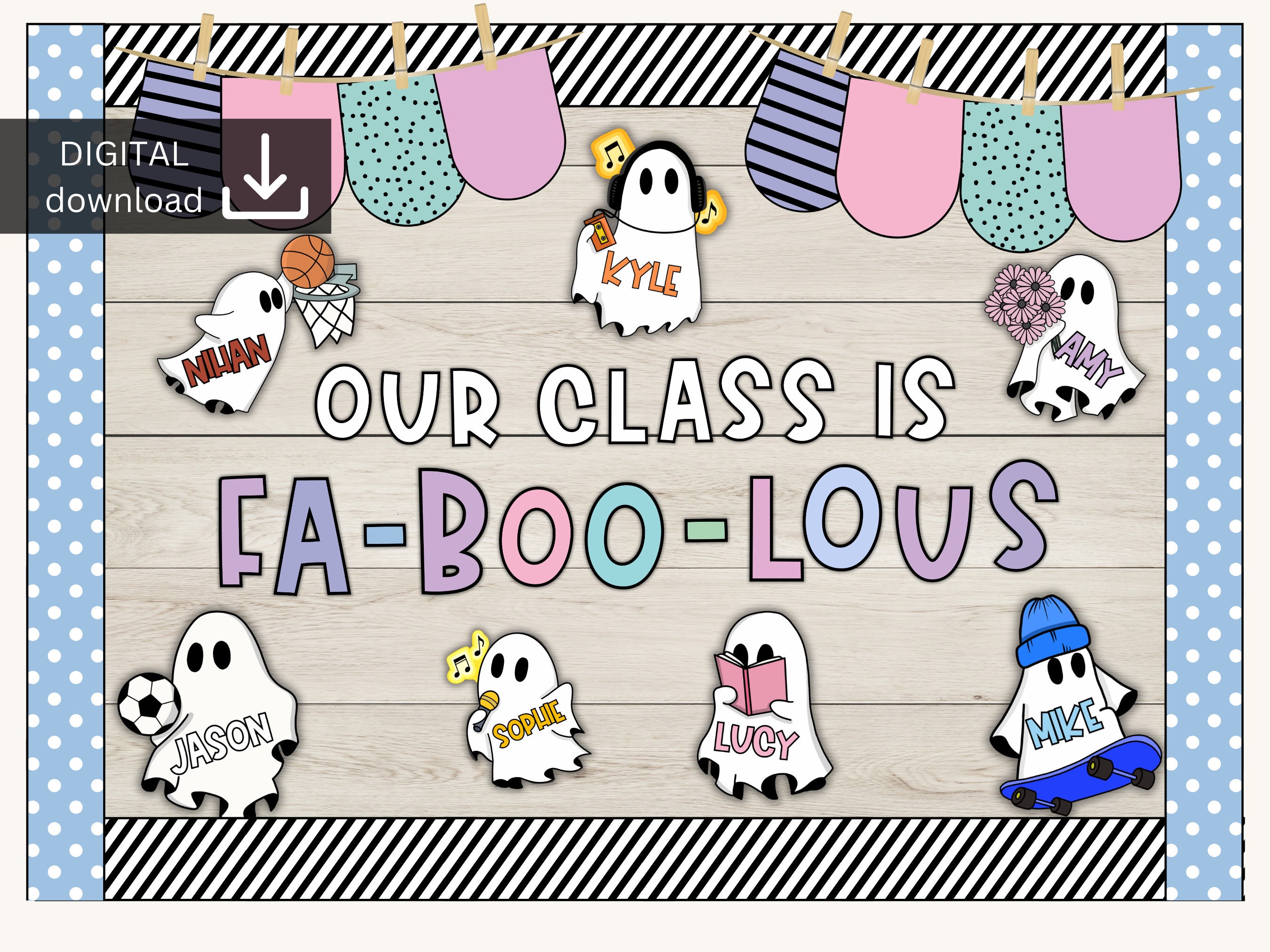Boo Crew Bulletin Board Kit Pastel Halloween Decor Bulletin - Etsy