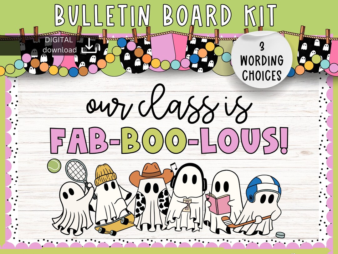 Boo Crew Bulletin Board Kit | Cute Ghosts Bulletin Board | Halloween ...