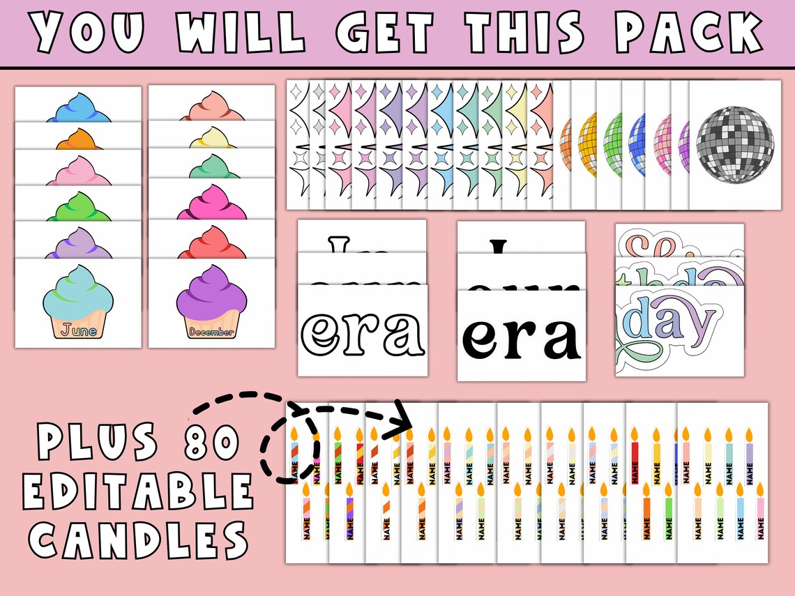 Cupcake Classroom Birthday Display Pack Birthday Bulletin - Etsy