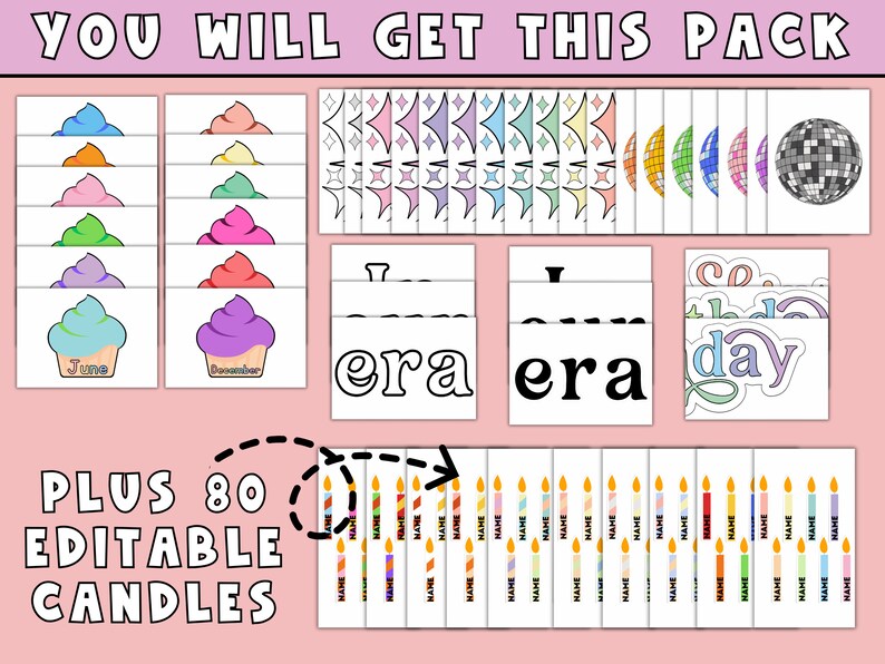 Cupcake Classroom Birthday Display Pack Birthday Bulletin - Etsy