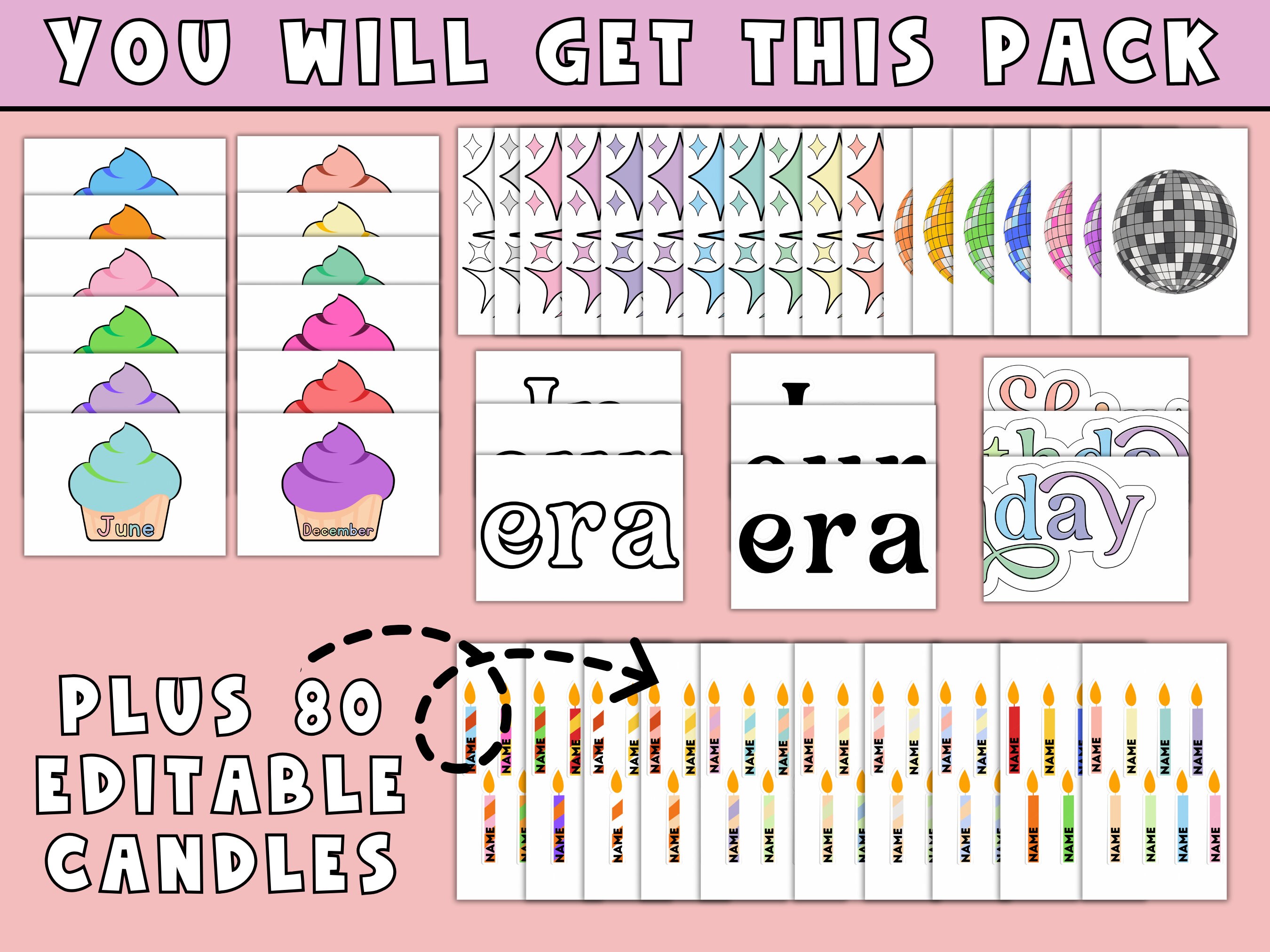 Cupcake Classroom Birthday Display Pack Birthday Bulletin - Etsy