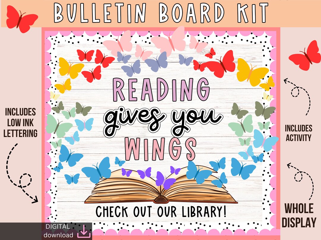 Library Bulletin Board | Reading Bulletin Board | Books Door Decor ...