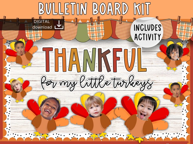 Thanksgiving Bulletin Board Kit | Classroom Decor for Thanksgiving ...