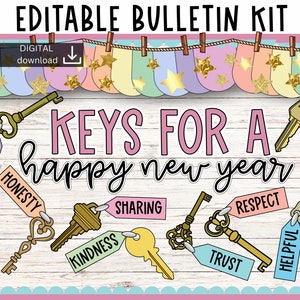 New Year Bulletin Board | Pastel Bulletin Board | Editable Bulletin ...