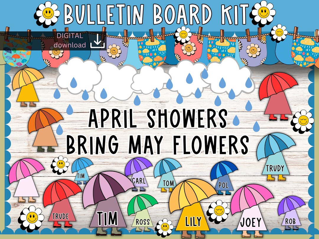 Spring Bulletin Board | April Showers Bulletin | Pastel Classroom Decor ...