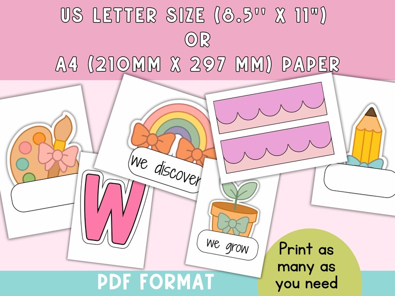 Coquette Classroom Bulletin Board Kit: Pastel Bow Decor (PDF Download ...