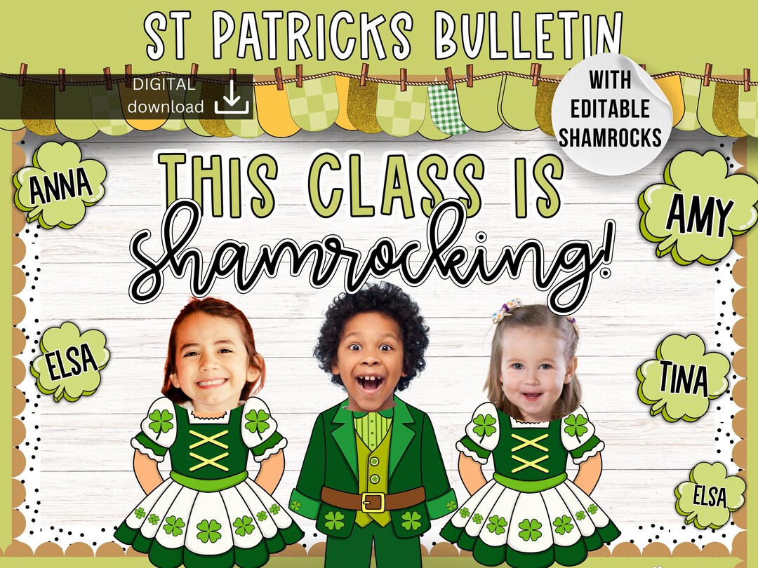 St. Patrick's Day Bulletin Board Kit: Shamrock & Leprechaun Theme ...