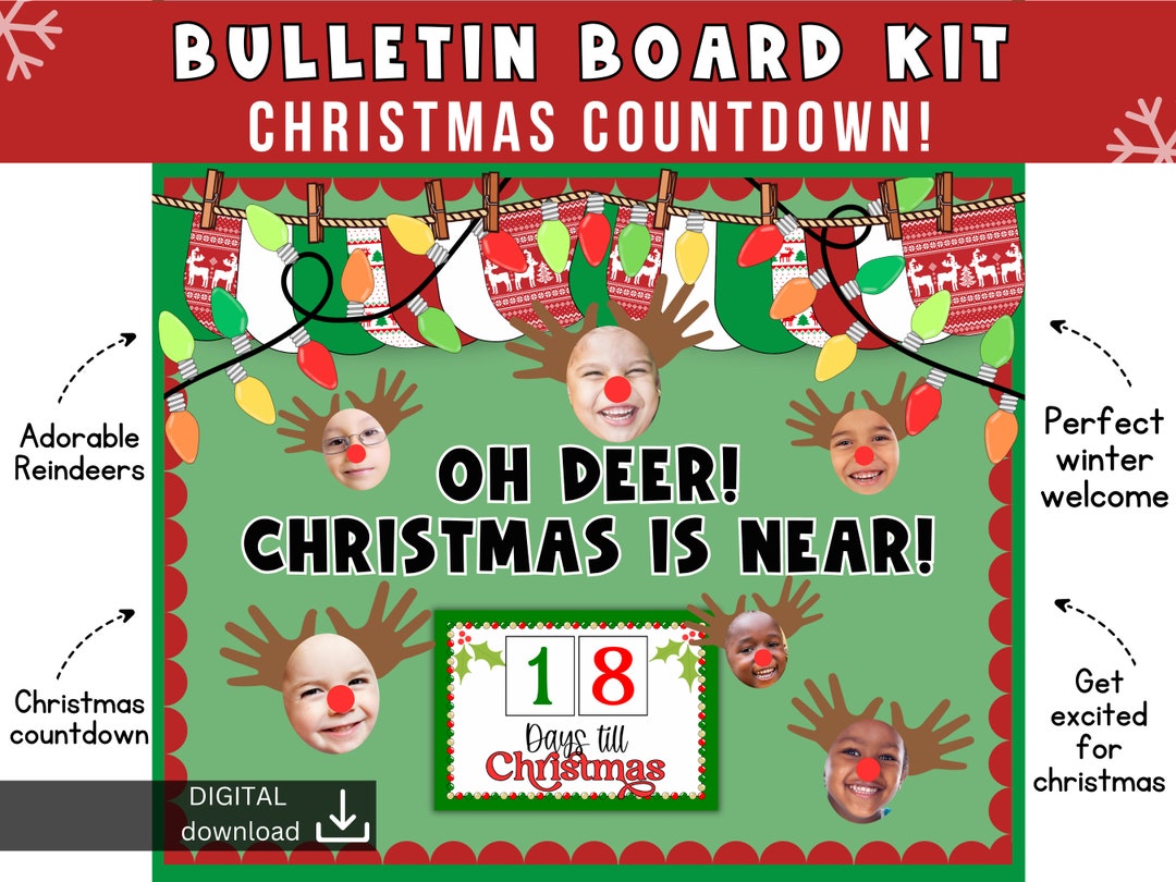 Christmas Countdown Bulletin Board | Christmas Calendar | Reindeer ...