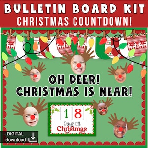 Christmas Countdown Bulletin Board | Christmas Calendar | Reindeer ...