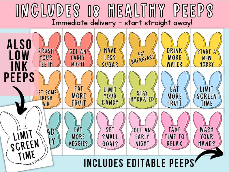 Easter Health Bulletin Board Kit | Editable Peeps | School Nurse Office ...