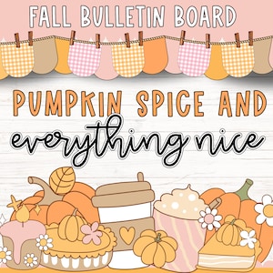 Pumpkin Spice Bulletin Board Kit | Fall Decor Bulletin Board | Digital ...