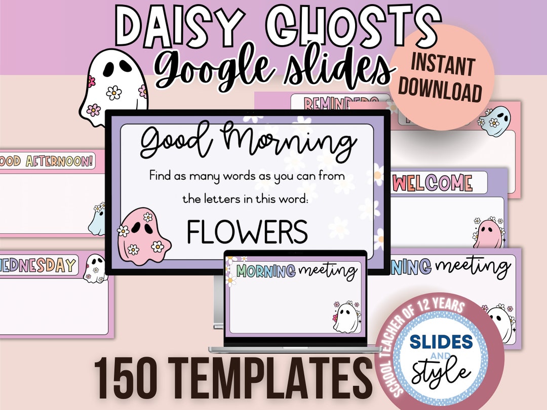 Daisy Ghosts Google Slides Template Cute Google Slides - Etsy