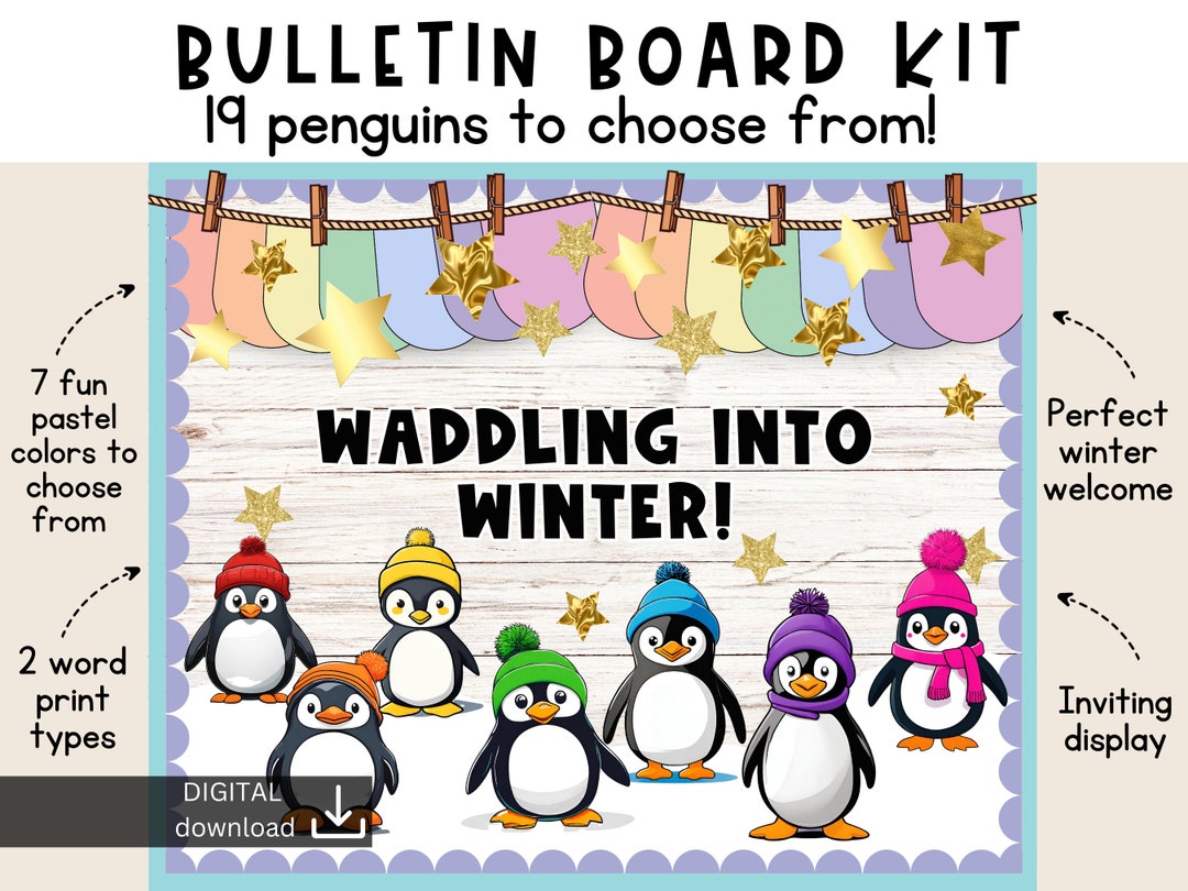 Penguin Christmas Classroom Decor Printable | Colorful Christmas ...