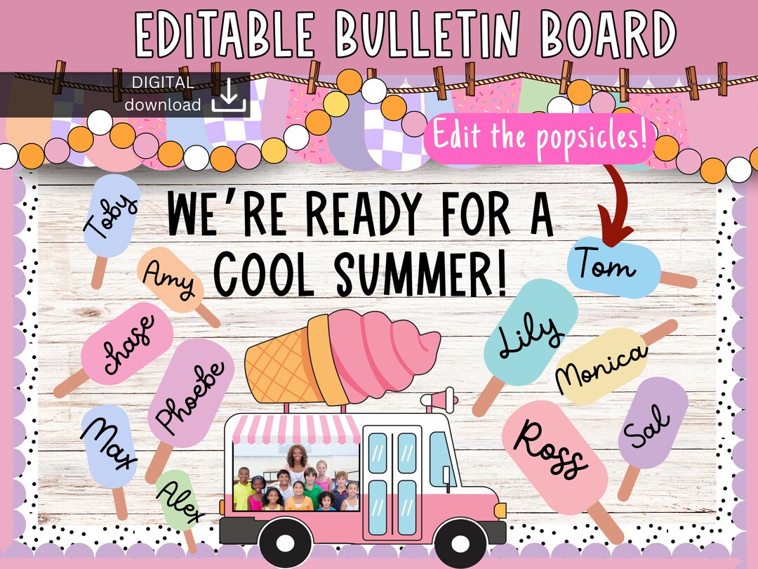 Summer Bulletin Board | Ice Cream Truck Bulletin Board | Cute Pastel ...