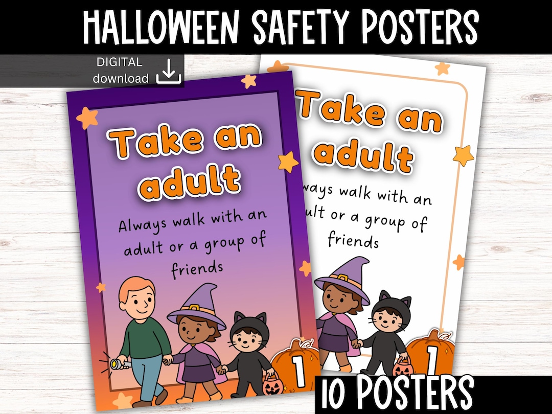 Halloween Safety Posters: Classroom Trick or Treat Rules (digital ...