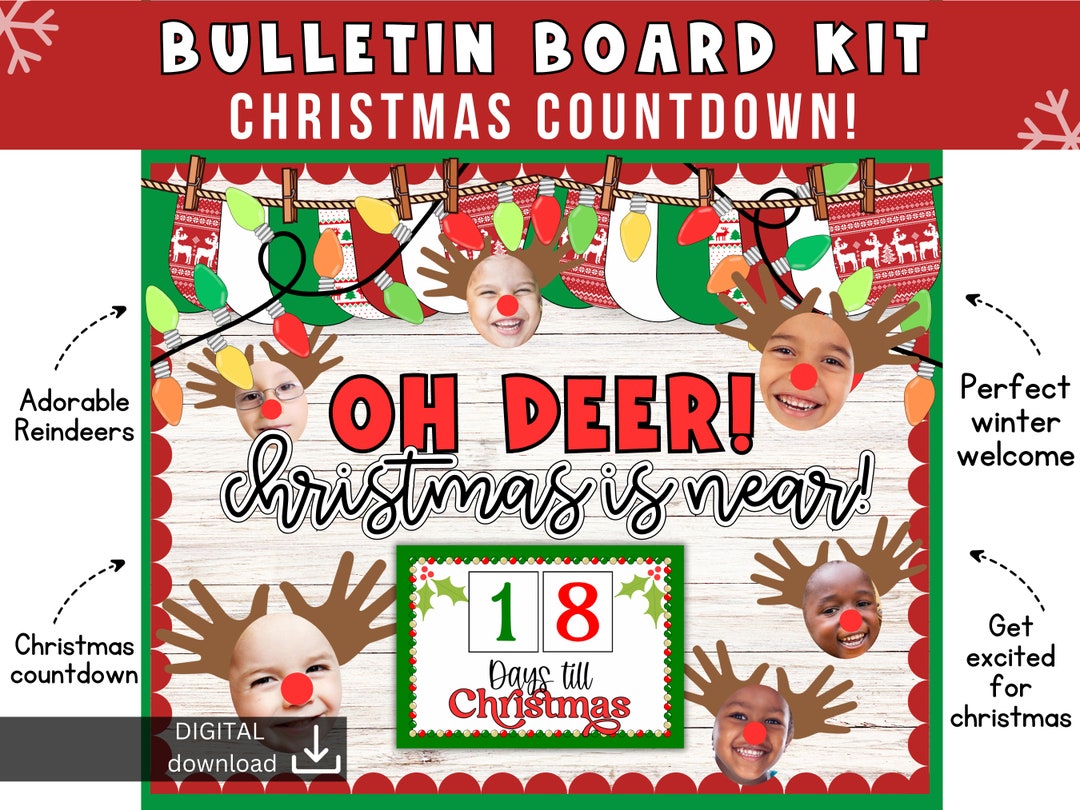 Reindeer Classroom Decor Printable | Children’s Faces Bulletin Board ...