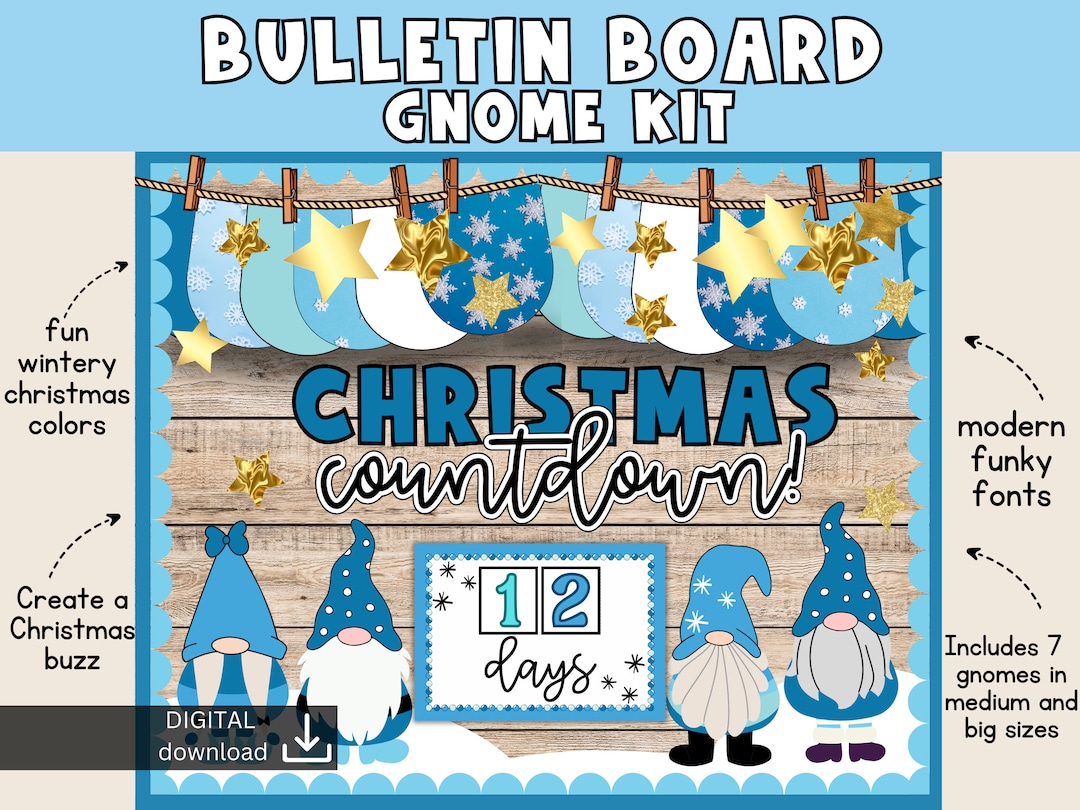 Christmas Countdown Bulletin Board | Gnome Bulletin Board | Winter ...
