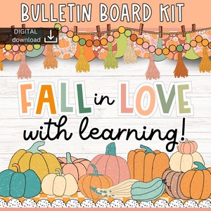 Pumpkin Bulletin Board Kit Fall Bulletin Board Growth Mindset Classroom ...