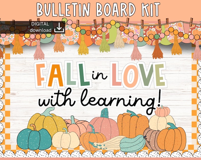 Pumpkin Bulletin Board Kit | Fall Bulletin Board | Growth Mindset ...
