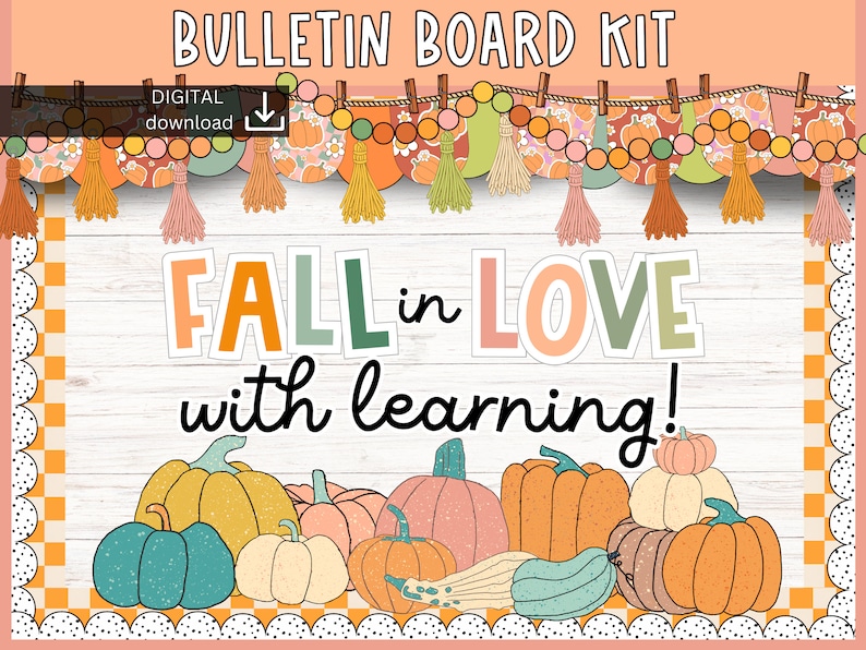 Pumpkin Bulletin Board Kit | Fall Bulletin Board | Growth Mindset ...