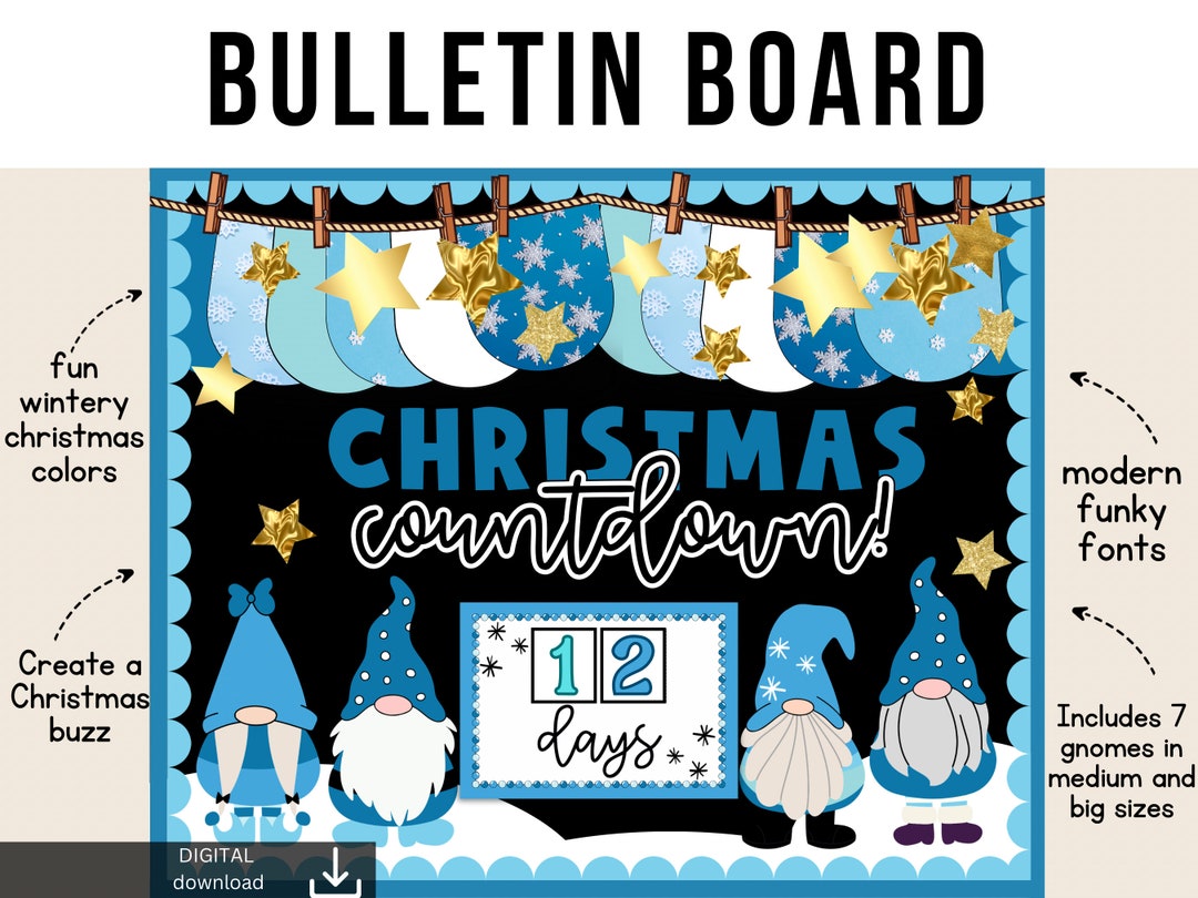Christmas Countdown Bulletin Board | Gnome Bulletin Board | Winter ...