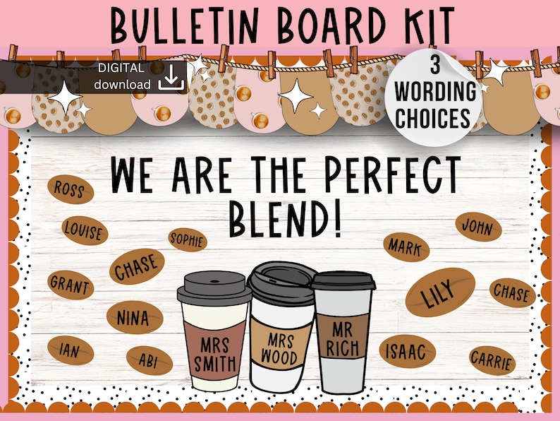 Back to School Bulletin Board | Coffee Latte Bulletin Board | August ...