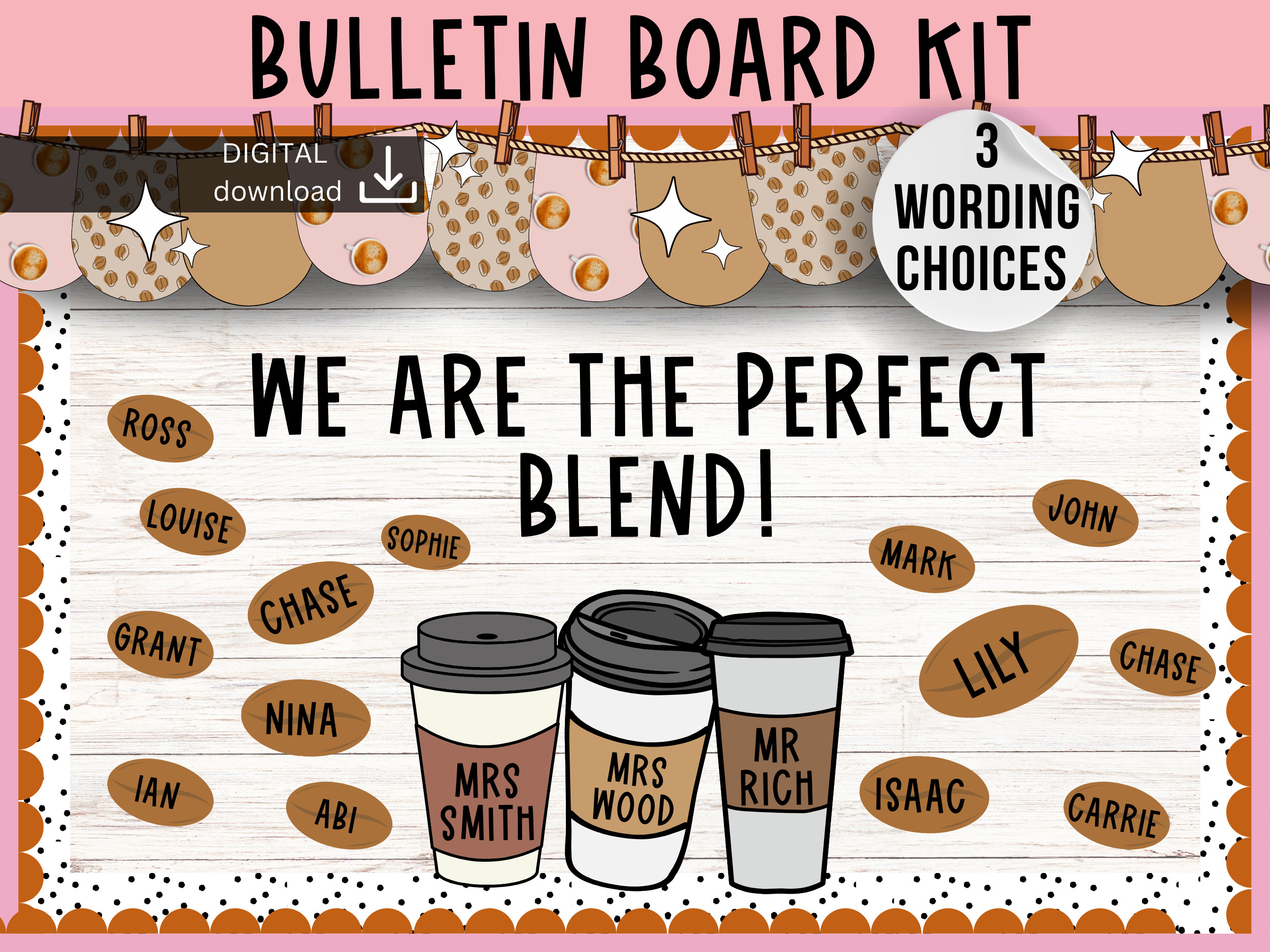 Back to School Bulletin Board | Coffee Latte Bulletin Board | August ...