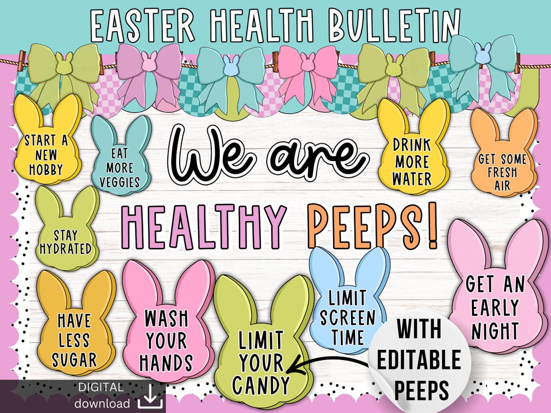Easter Health Bulletin Board Kit | Editable Peeps | School Nurse Office ...