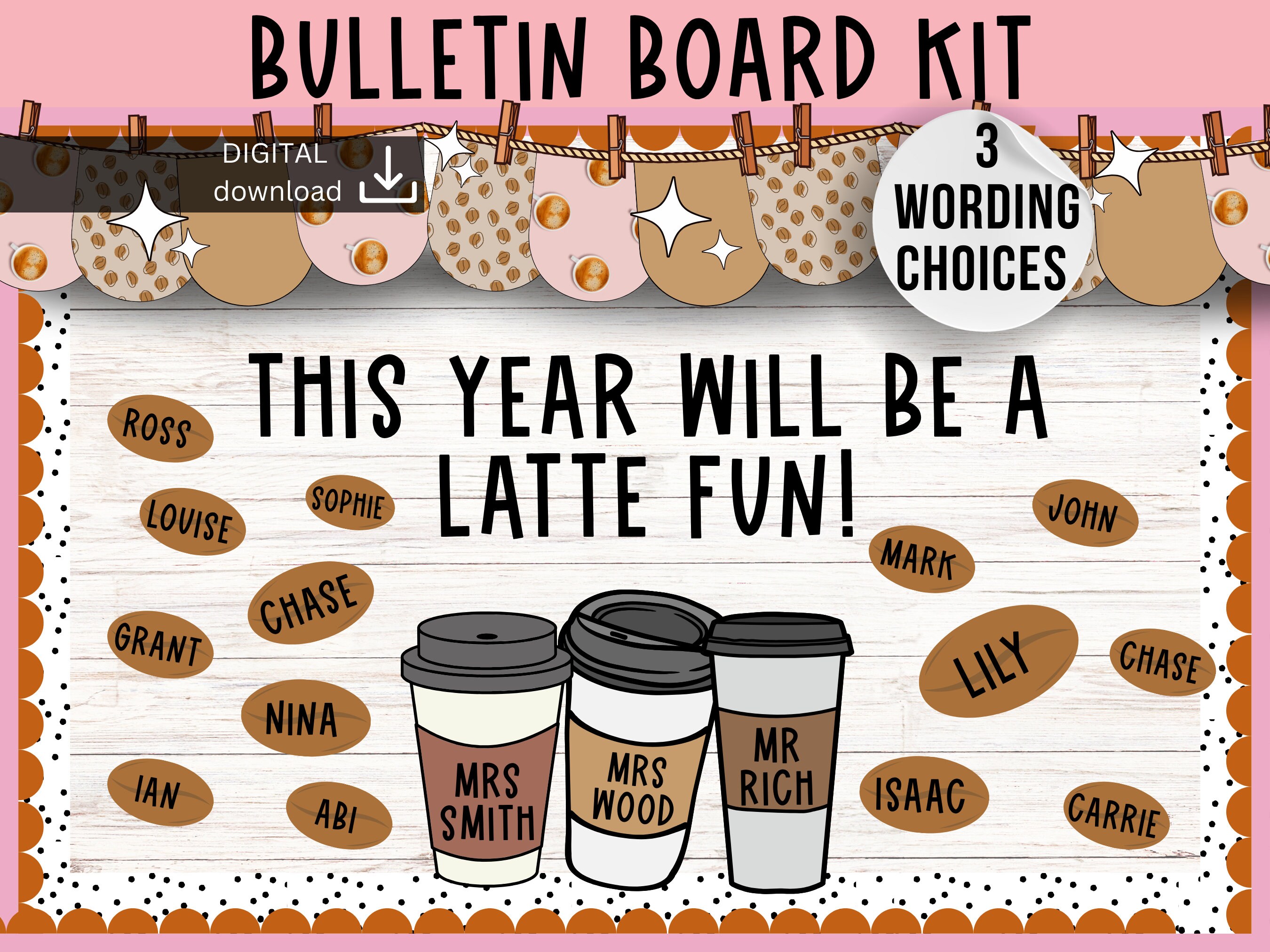 Back to School Bulletin Board | Coffee Latte Bulletin Board | August ...